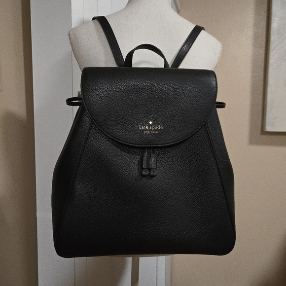 kate spade | Bags | Kate Spade Leila Large Flap Backpack Pebbled ...